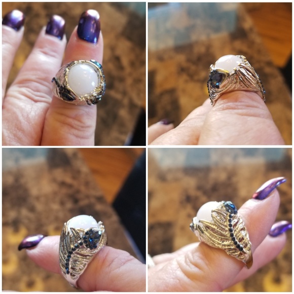 Jewelry | Faux Moonstone And Blue Sapphire Ring Size 8 | Poshmark